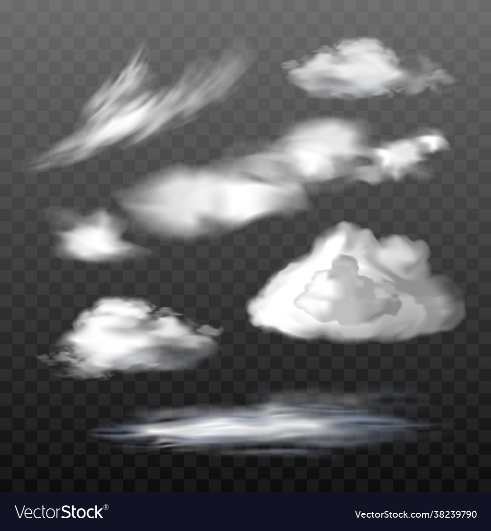 Set translucent clouds various types Royalty Free Vector
