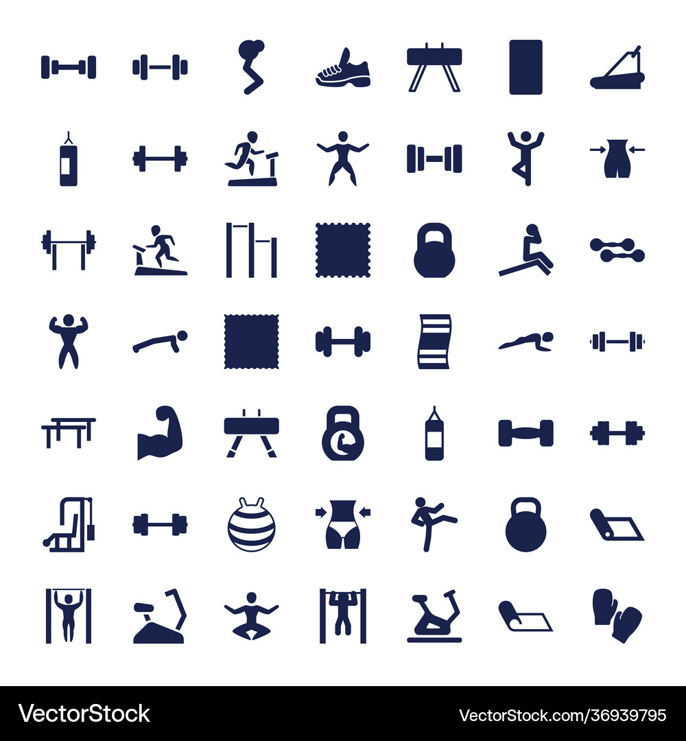 49 gym icons Royalty Free Vector Image - VectorStock