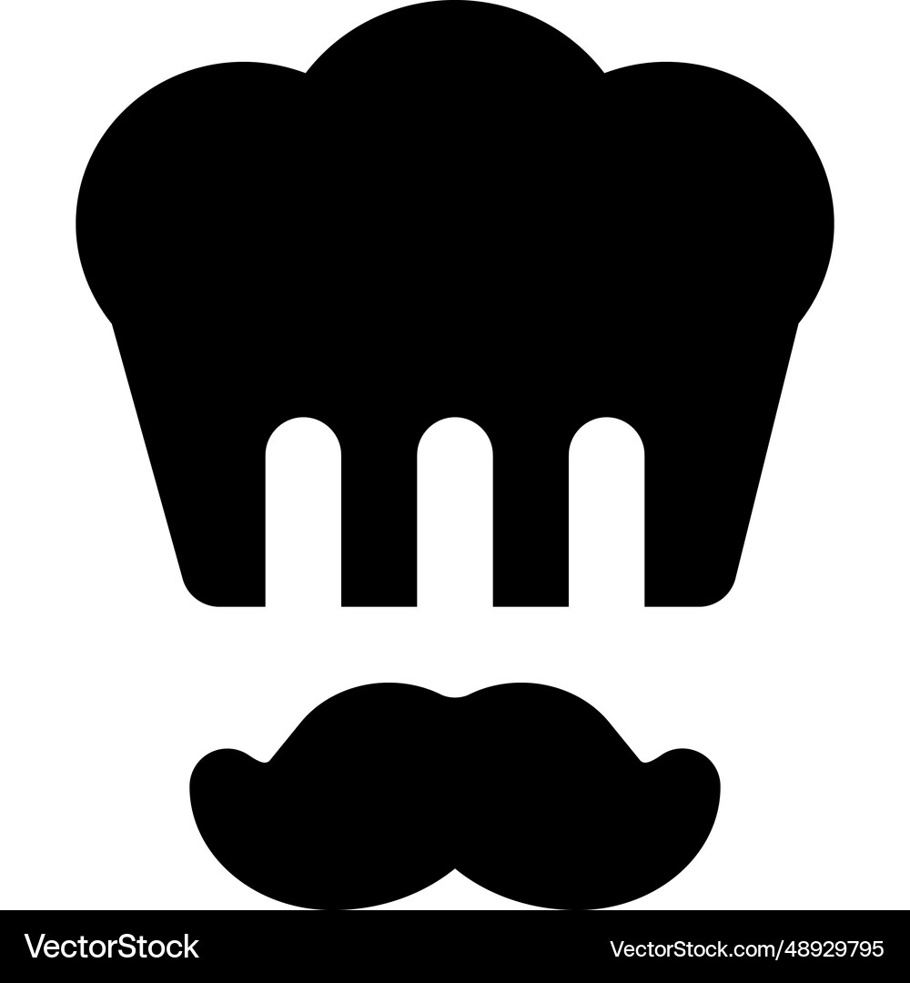 Chef wearing hat with a mustache isolated Vector Image