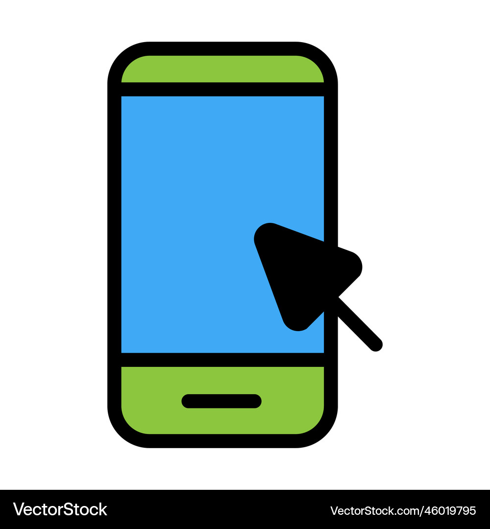 Click smartphone icon line isolated on white Vector Image