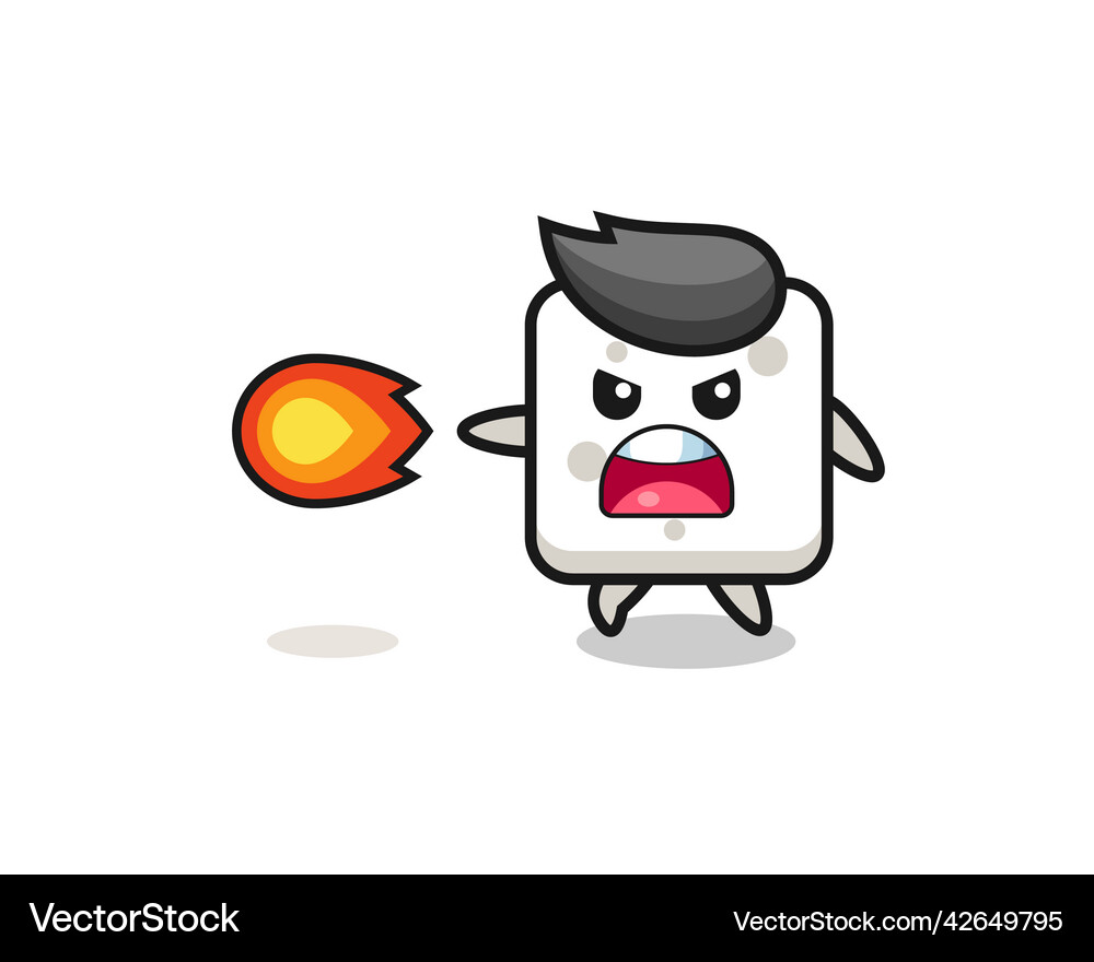 Cute sugar cube mascot is shooting fire power Vector Image