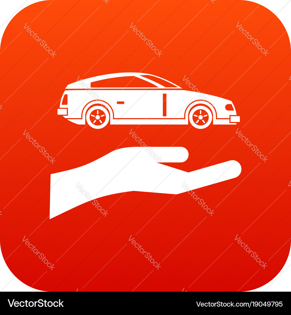 Hand and car icon digital red Royalty Free Vector Image