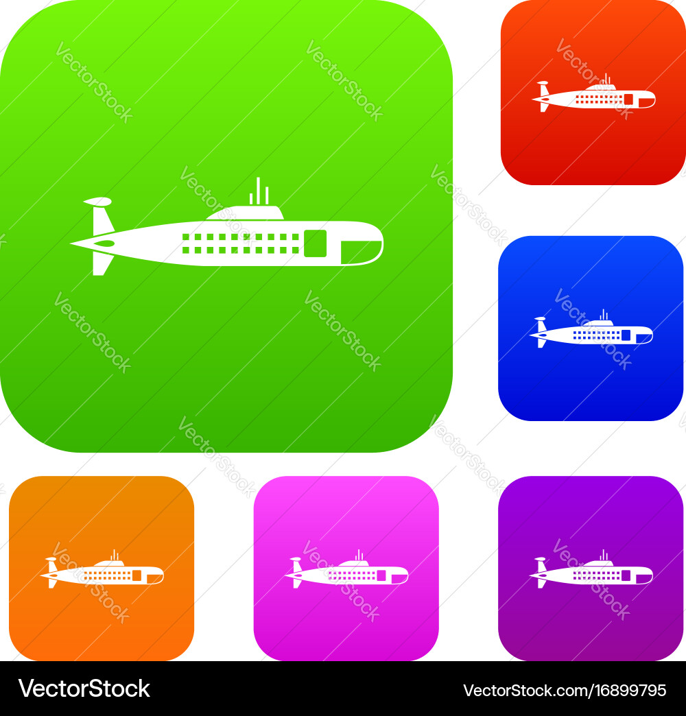 Military submarine set collection Royalty Free Vector Image