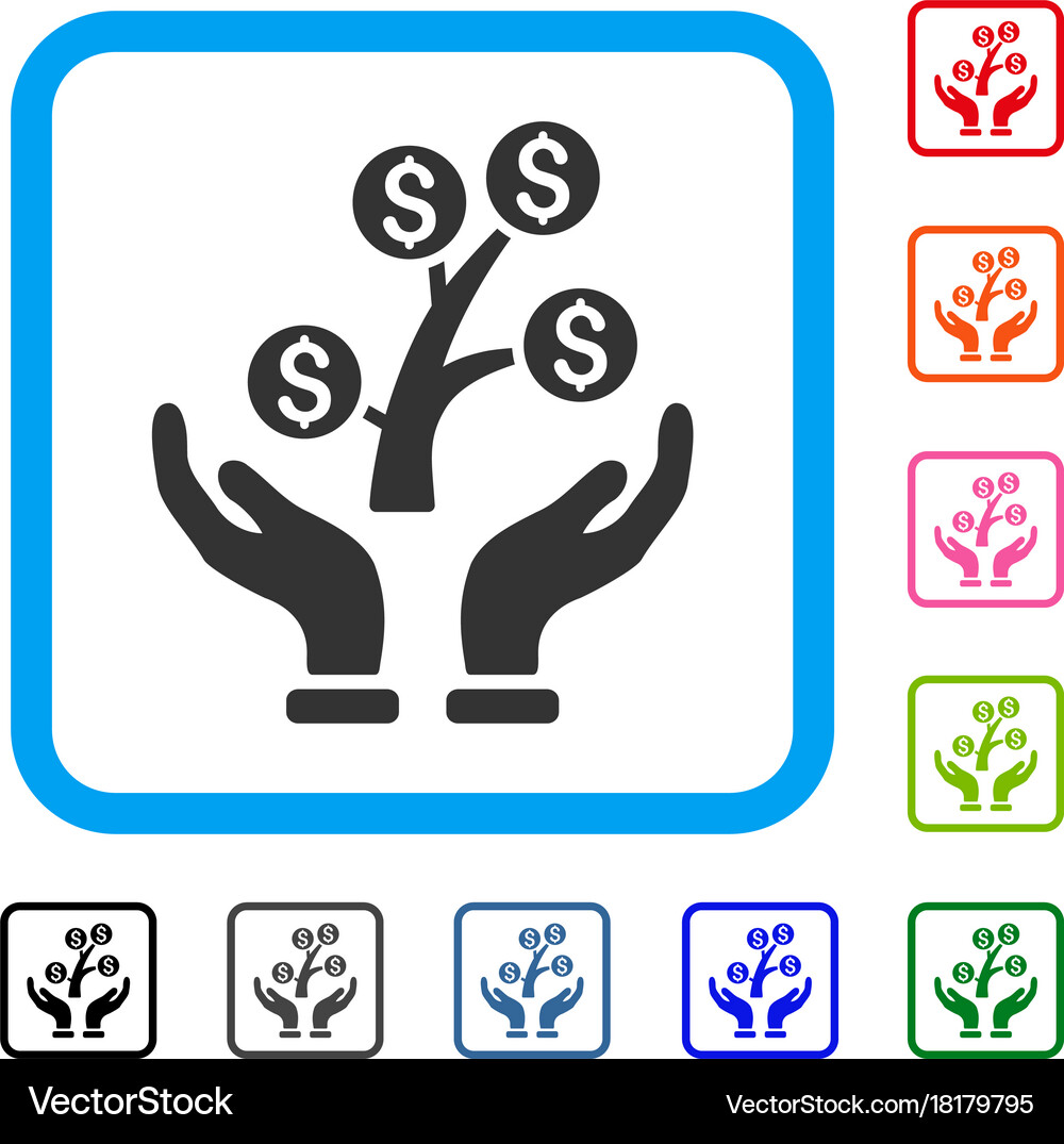 Money tree care hands framed icon Royalty Free Vector Image