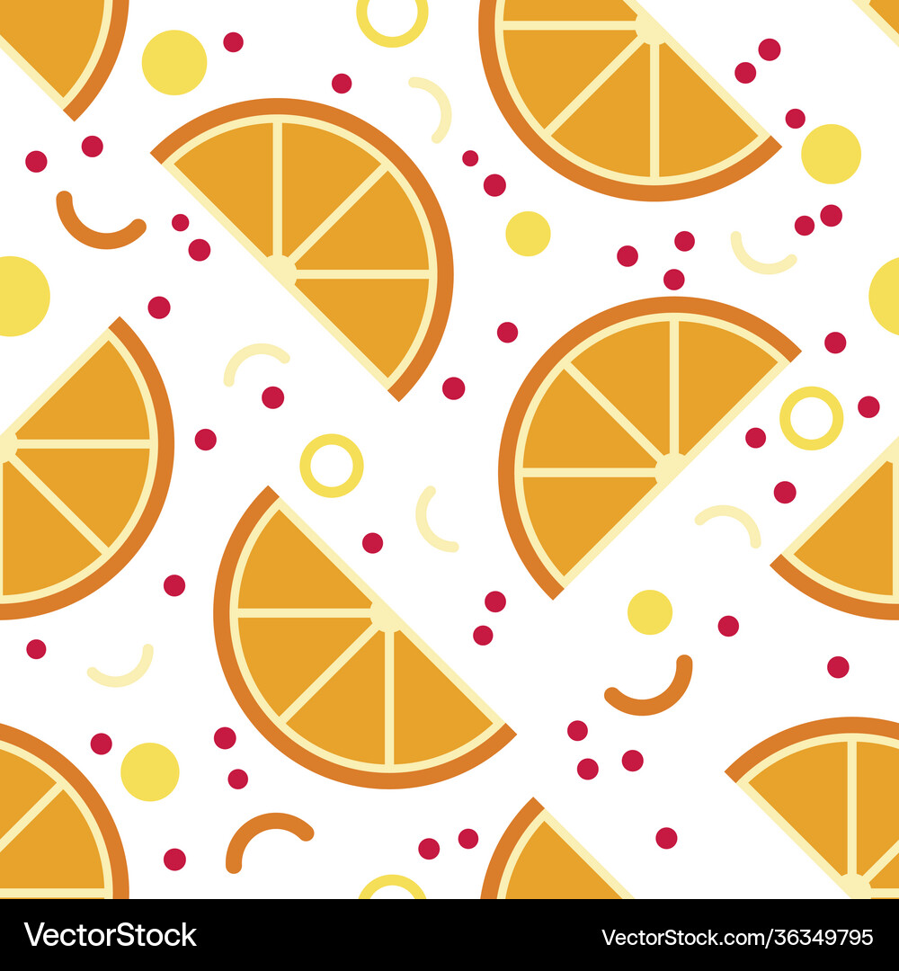 Orange slices seamless background cartoon flat Vector Image