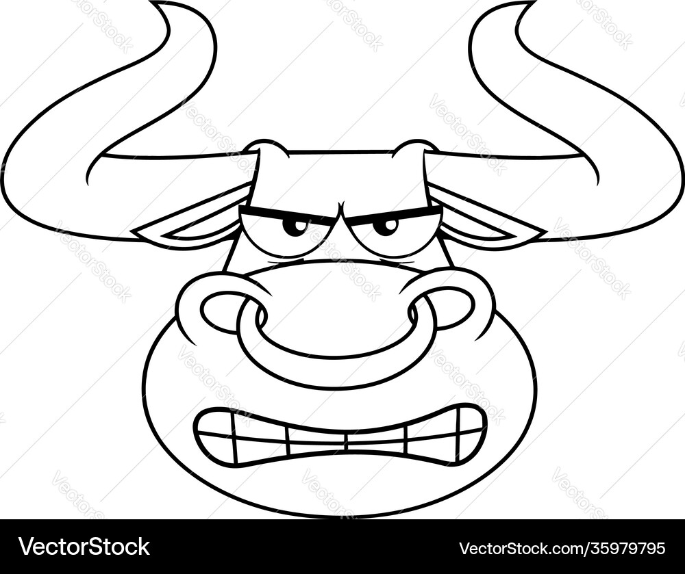 Outlined bull face cartoon character Royalty Free Vector