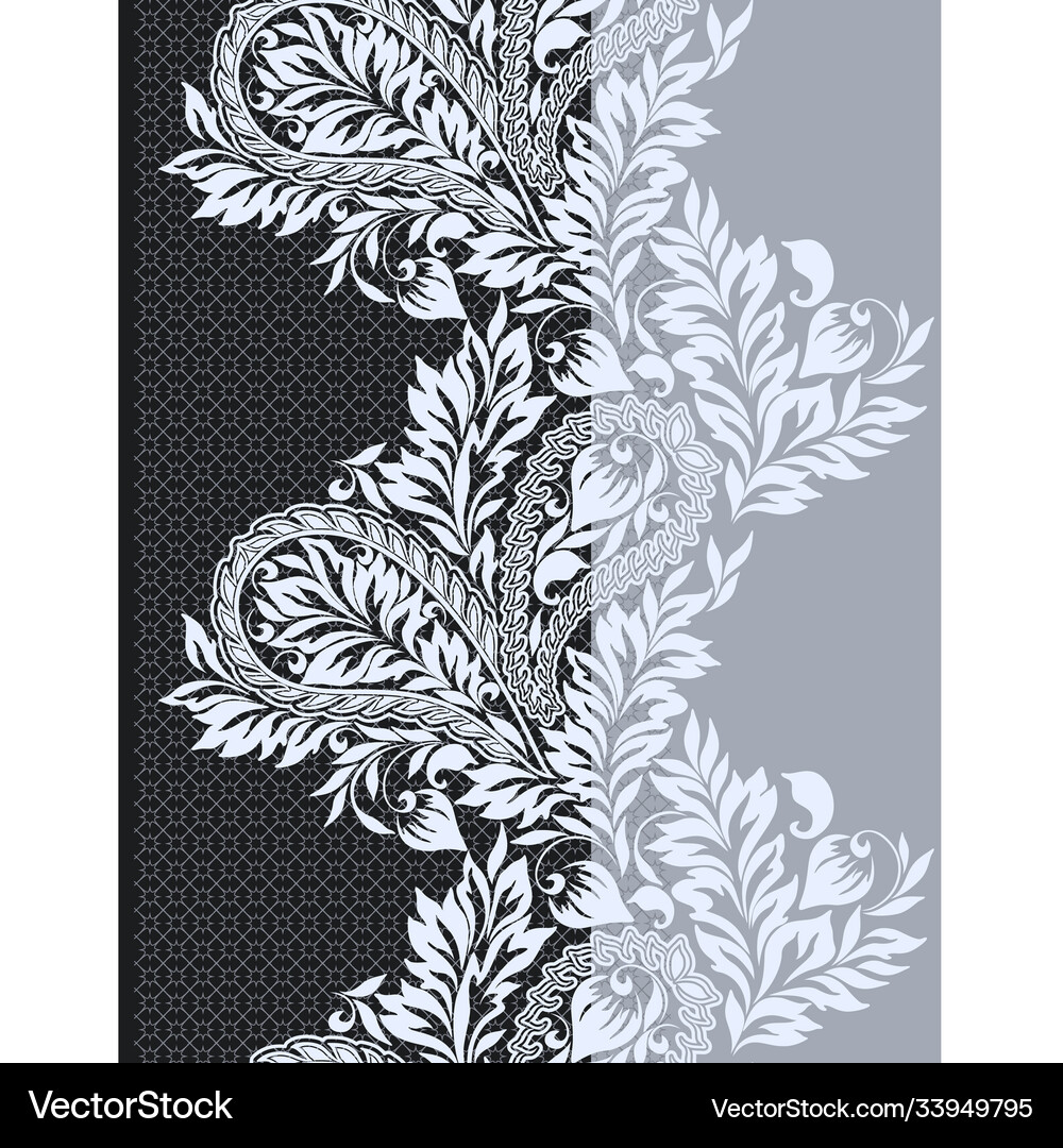 Seamless black and white lace border Royalty Free Vector