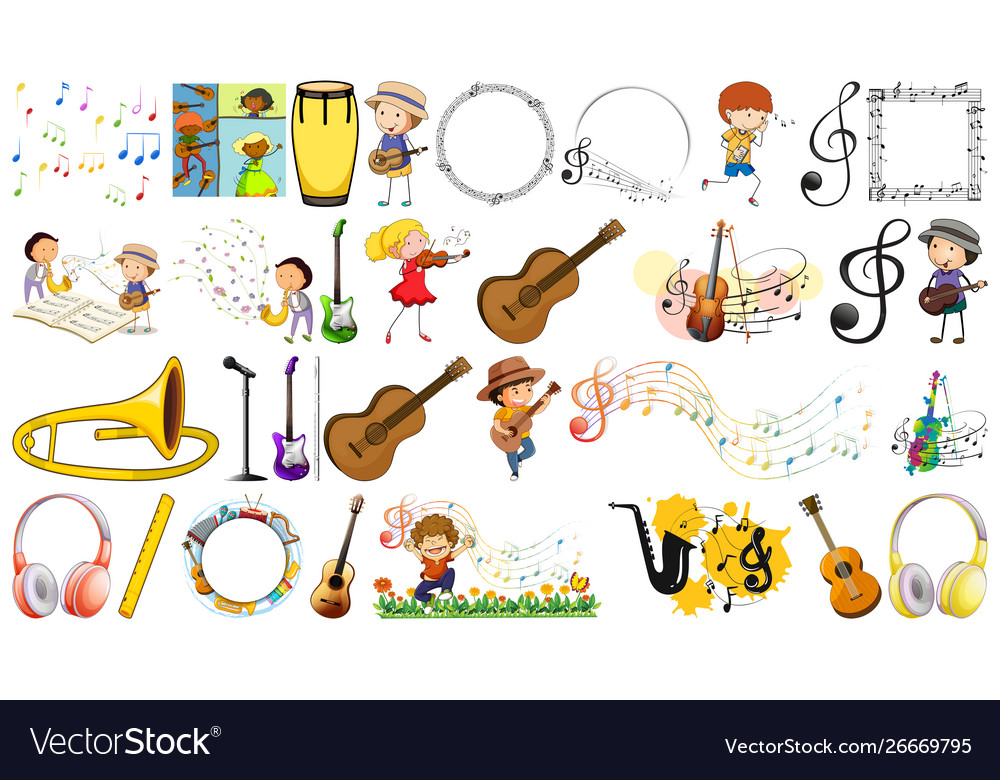 Set different musical instruments Royalty Free Vector Image