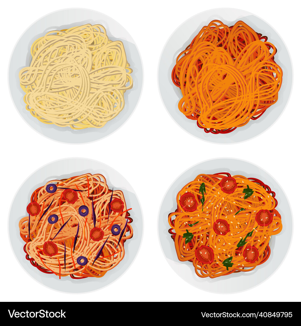 Set of top view pasta Royalty Free Vector Image