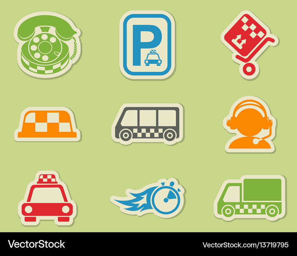 Taxi services icon set Royalty Free Vector Image
