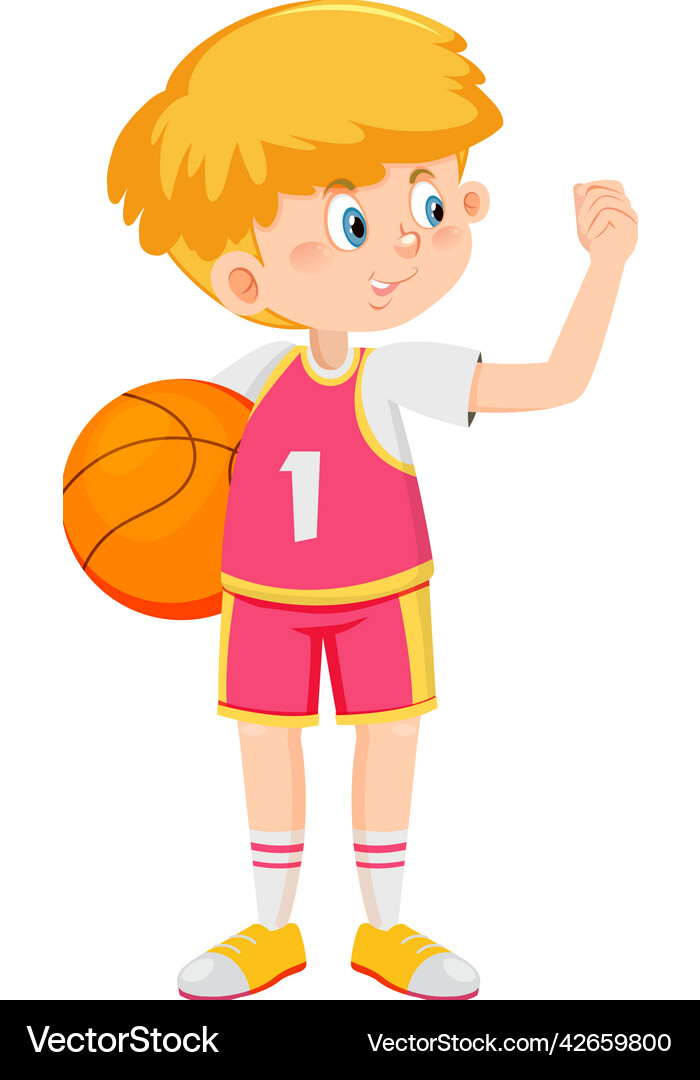 A boy playing basketball cartoon Royalty Free Vector Image