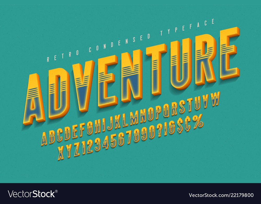 Condensed 3d display font design alphabet Vector Image Condensed 3d display font design alphabet Vector Image