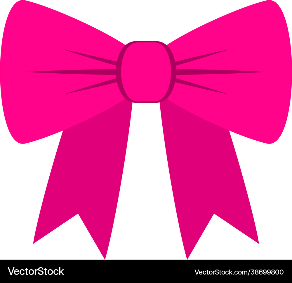 Decorative festive pink bow icon for greeting Vector Image
