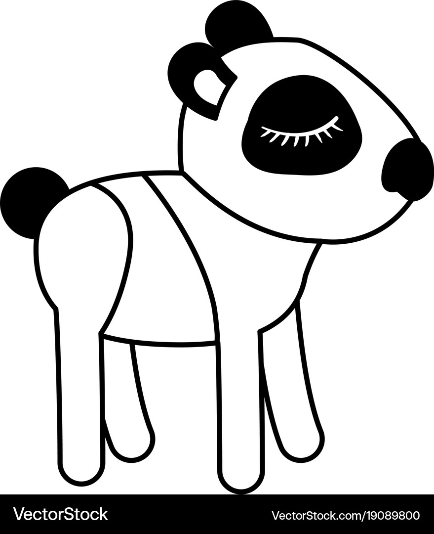 Female panda cartoon with closed eyes expression Vector Image
