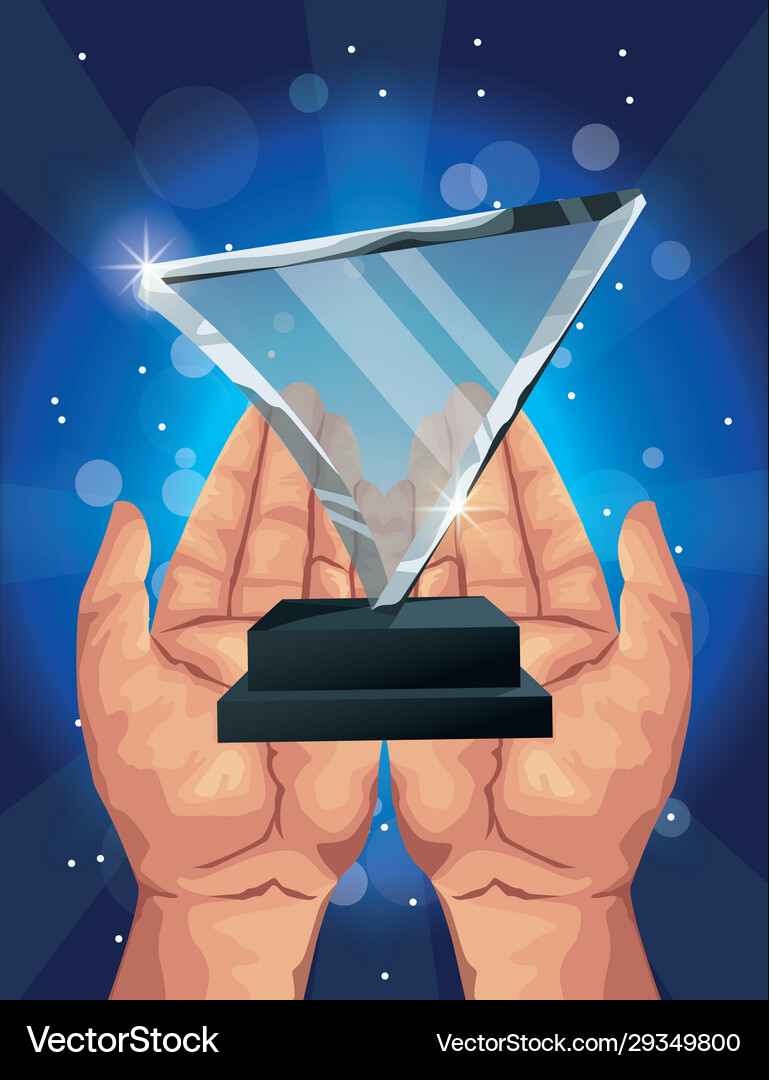 Films award glass triangle trophy Royalty Free Vector Image