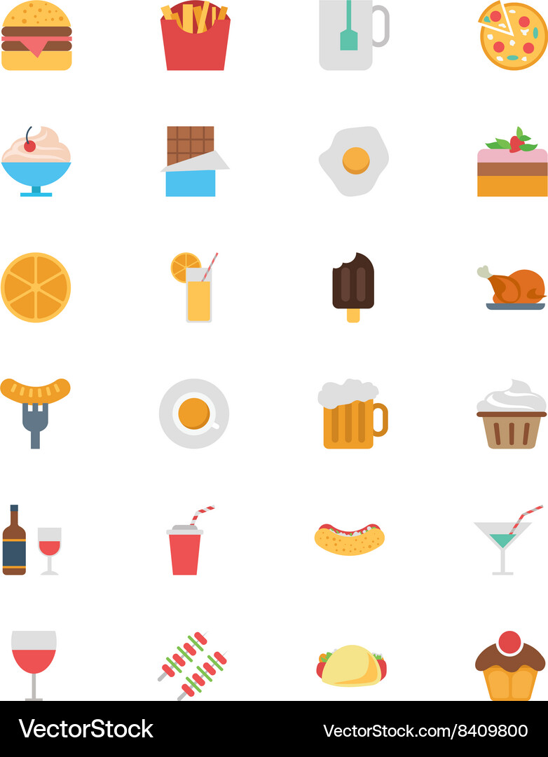 Food flat icons 1 Royalty Free Vector Image - VectorStock