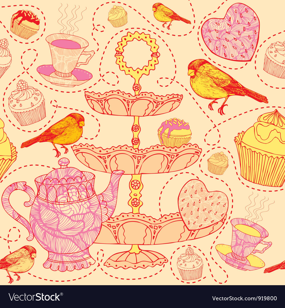 High tea pattern background Royalty Free Vector Image