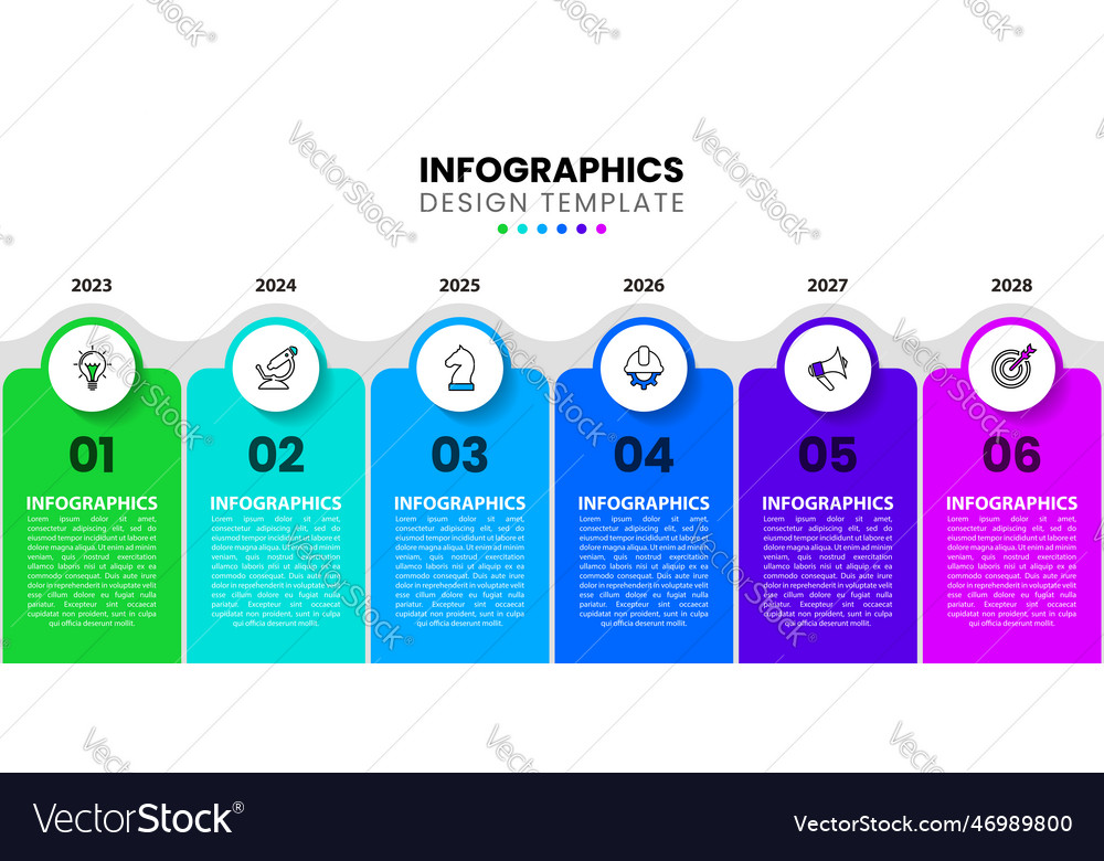 Infographic template horizontal timeline with 6 Vector Image