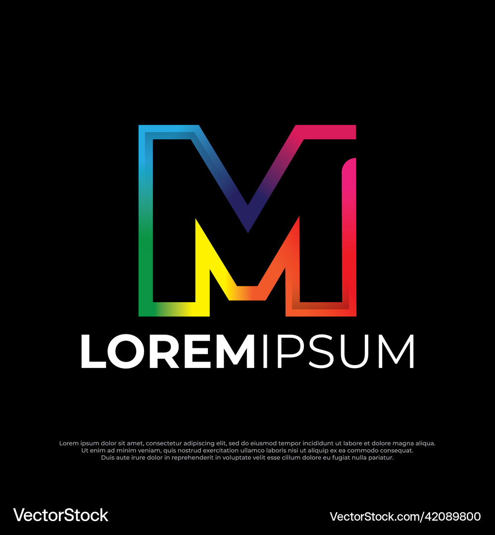 Initial letter m colorful modern digital alphabet Vector Image