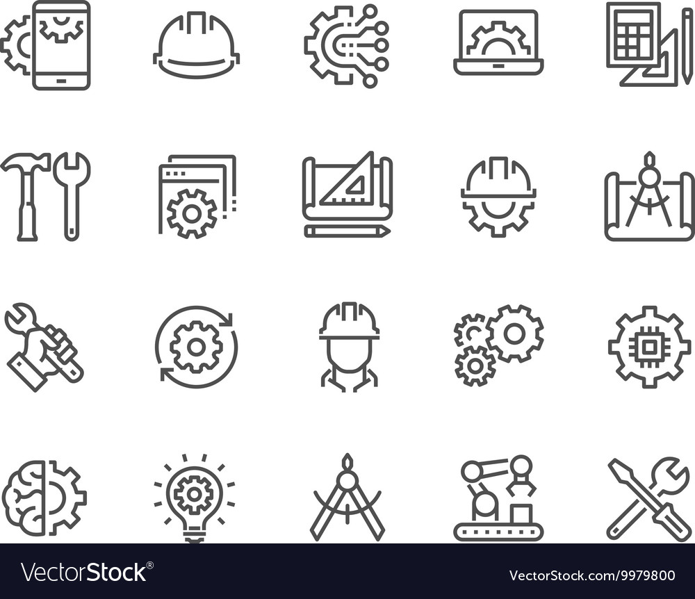 Line engineering icons Royalty Free Vector Image