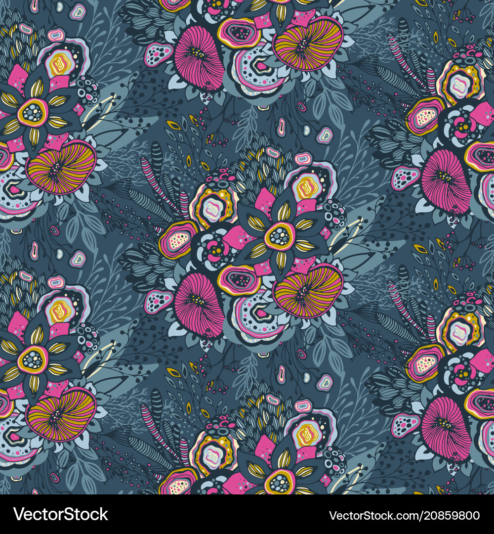 Seamless pattern with hand drawn floral fantasy Vector Image