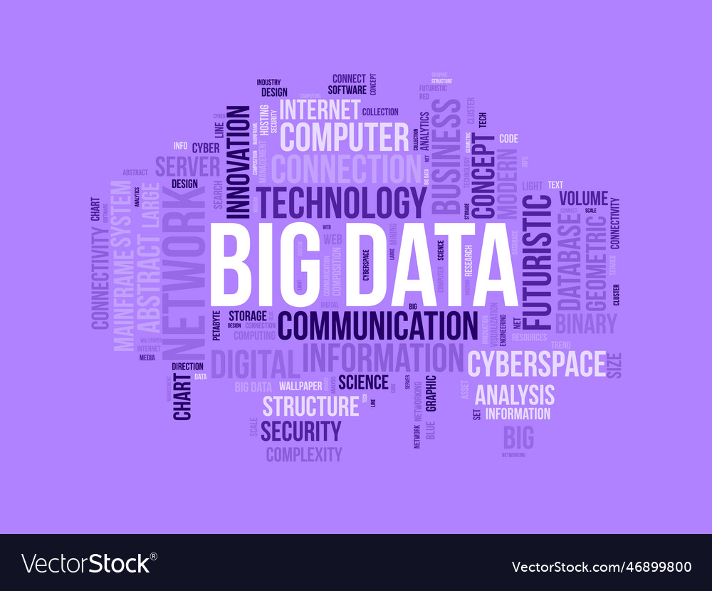 Word cloud background concept for big data Vector Image