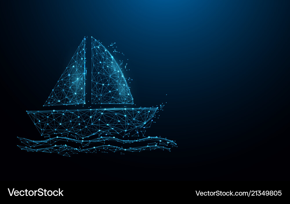 Boat icon form lines triangles and particle style Vector Image