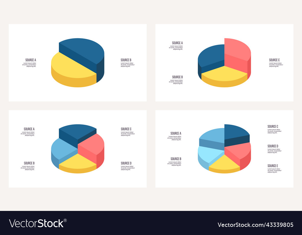 Business process chart with 2 3 4 5 steps Vector Image