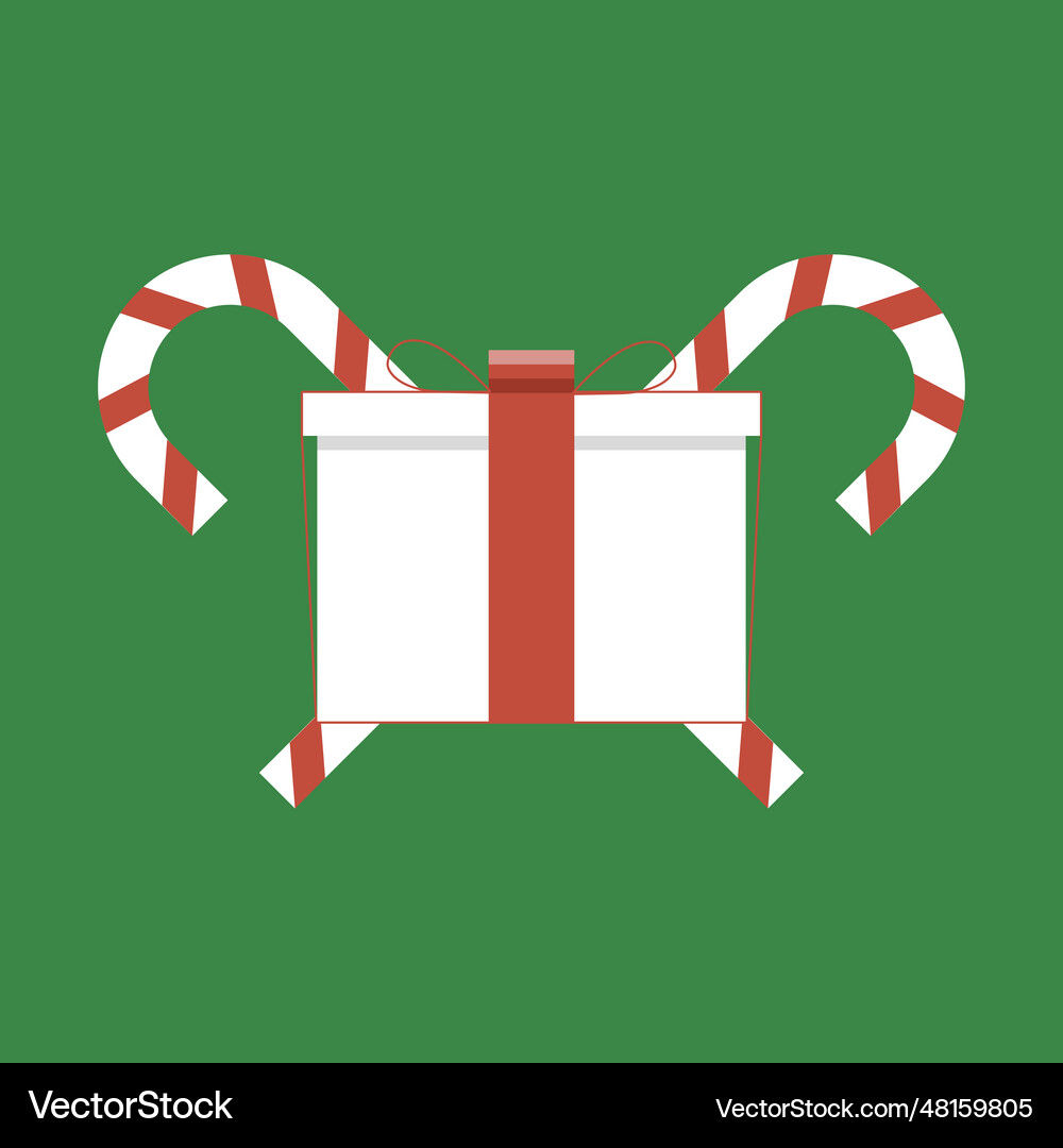Christmas candy and gift box in flat style Vector Image