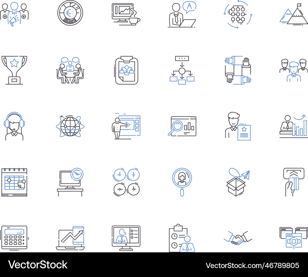 Company workstations line icons collection Vector Image