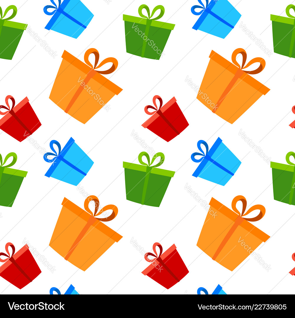 Gift box present packs christmas or birthday flat Vector Image