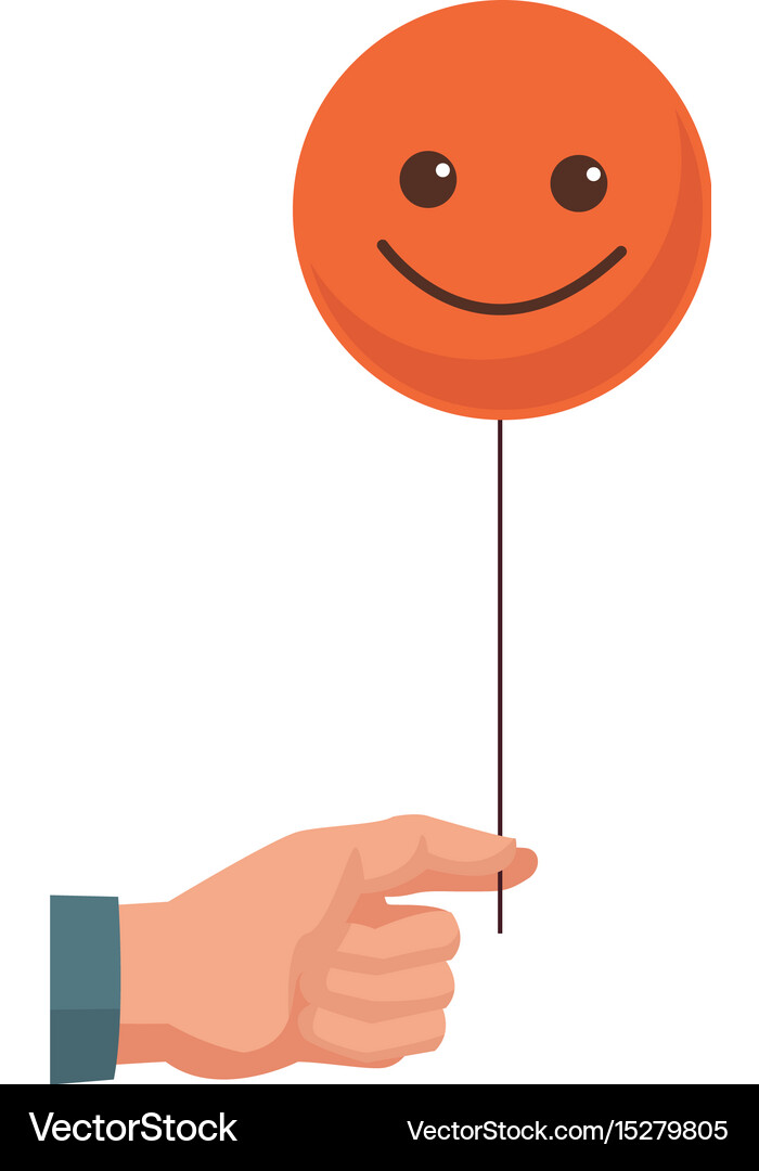 Hand holding smiley face emoticon Royalty Free Vector Image