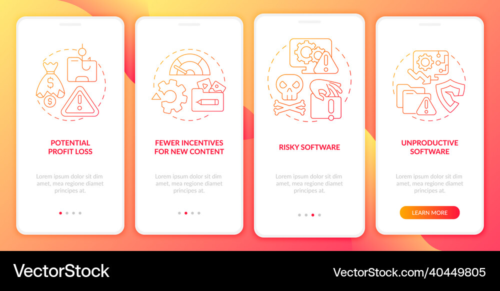 Issues of digital piracy onboarding mobile app Vector Image