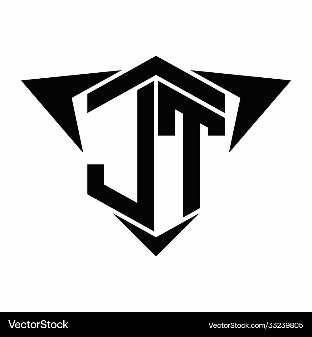 Jt logo monogram with wings arrow around design Vector Image