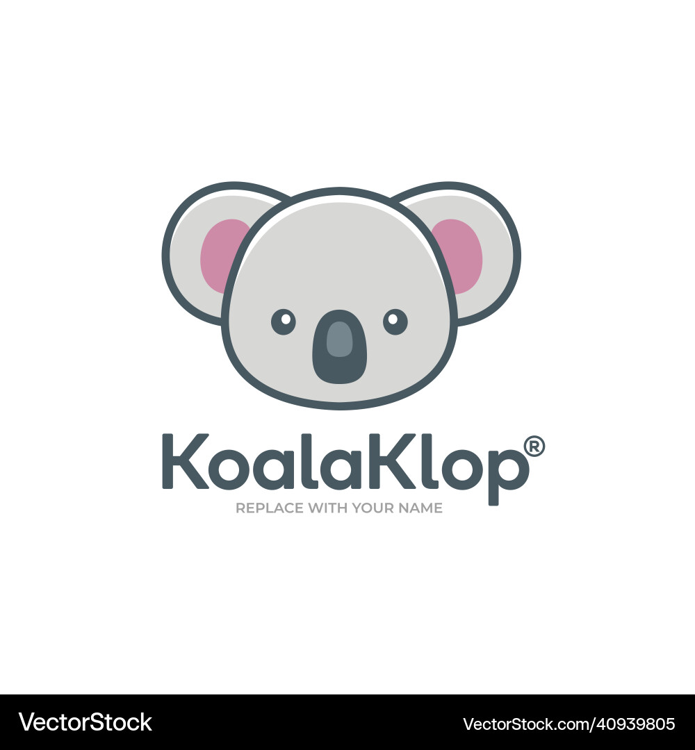 Koala head logo in a modern cartoon style Vector Image