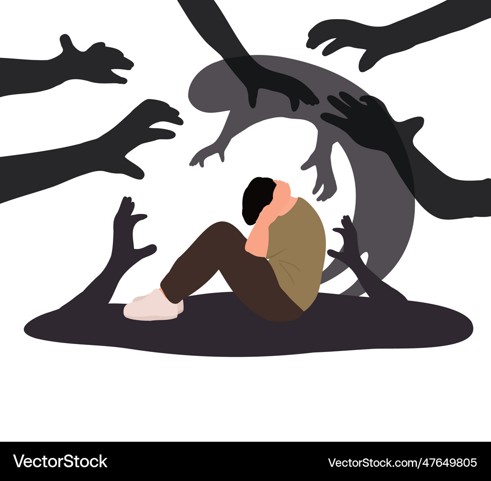 Man with panic attack ptsd phobias fears Vector Image