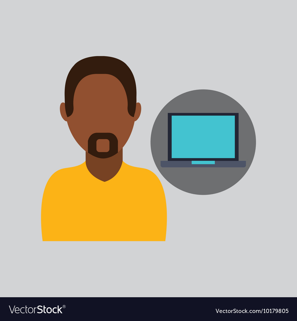Man with pc icon Royalty Free Vector Image - VectorStock