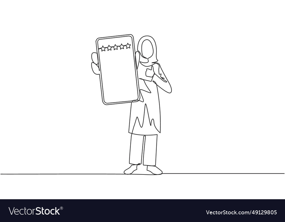 Single continuous line drawing arabian woman Vector Image