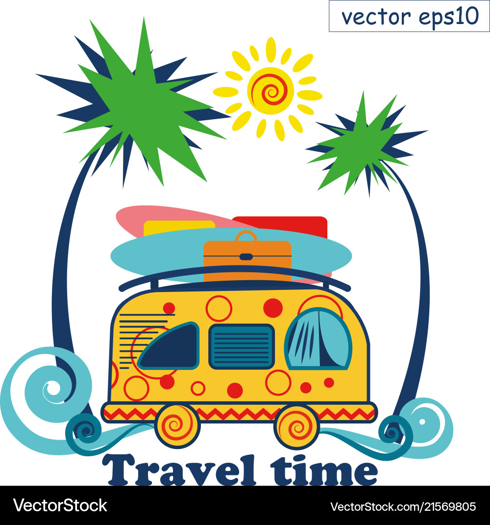Travel summer van Royalty Free Vector Image - VectorStock