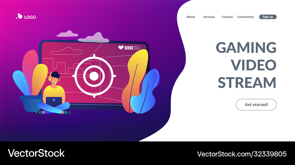 Video game walkthrough concept landing page Vector Image
