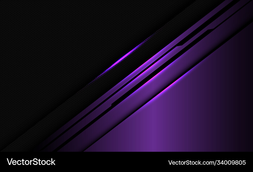 Violet metallic black line circuit hexagon mesh Vector Image