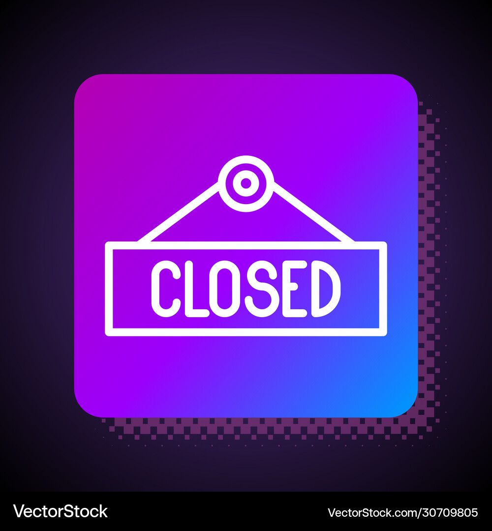 White line hanging sign with text closed icon Vector Image