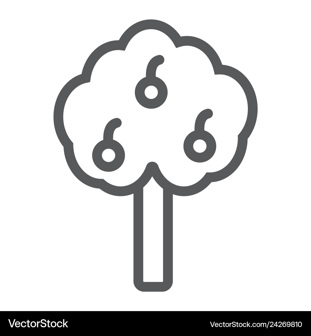 Apple tree line icon farm and garden fruit Vector Image