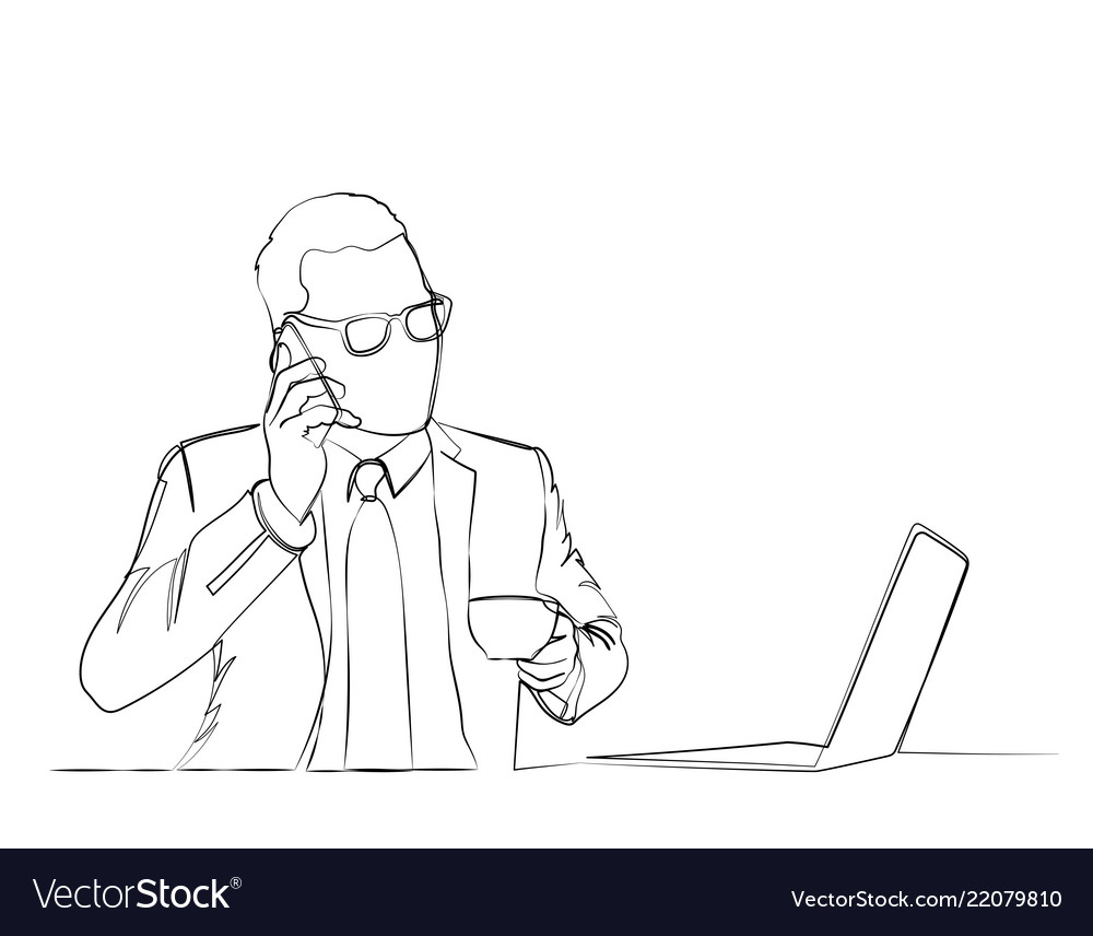 Businessman is using a computer Royalty Free Vector Image