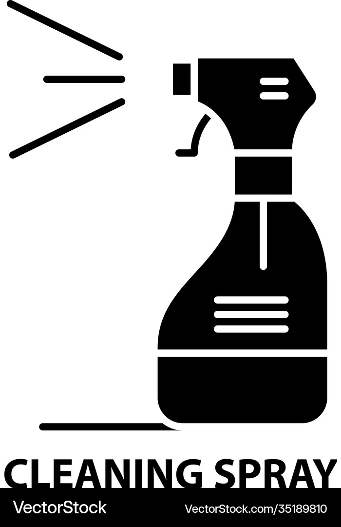 Cleaning spray icon black sign Royalty Free Vector Image