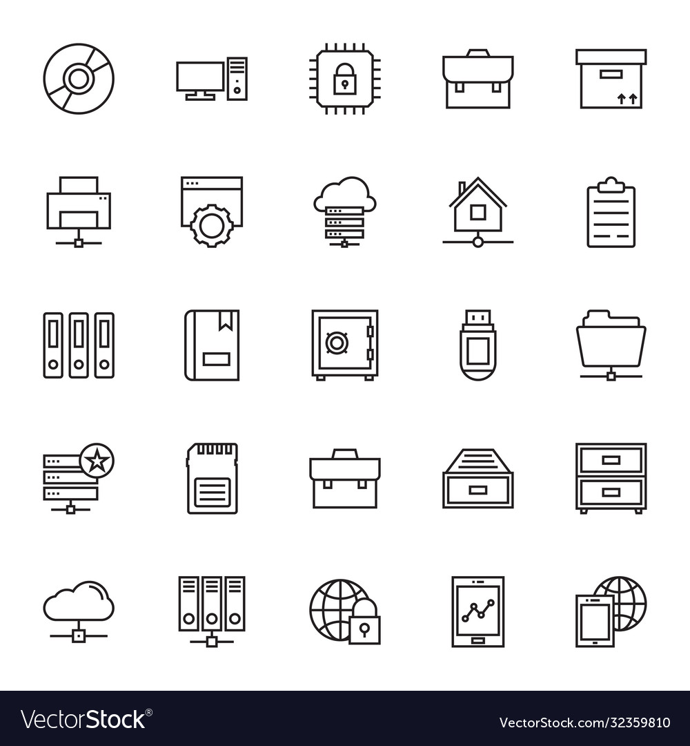 Data storage icons 4 Royalty Free Vector Image