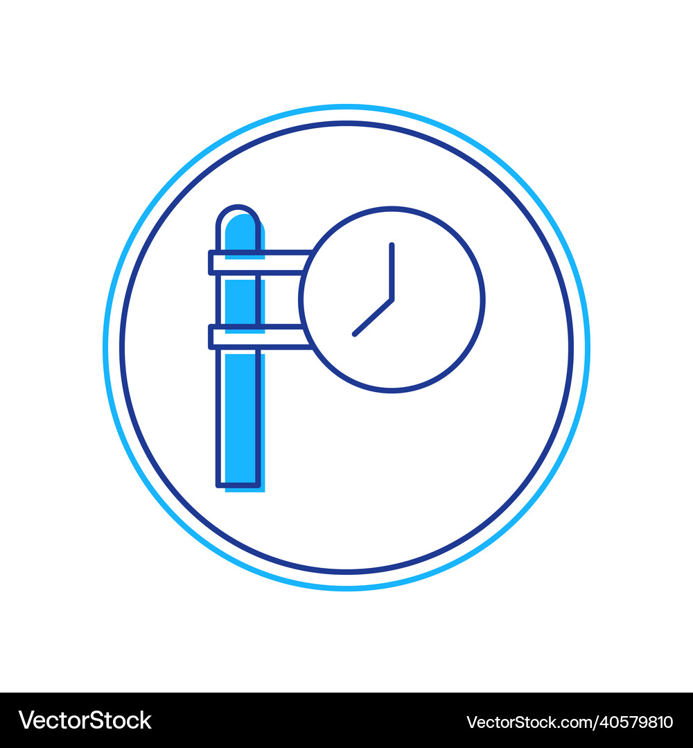 Filled outline train station clock icon isolated Vector Image