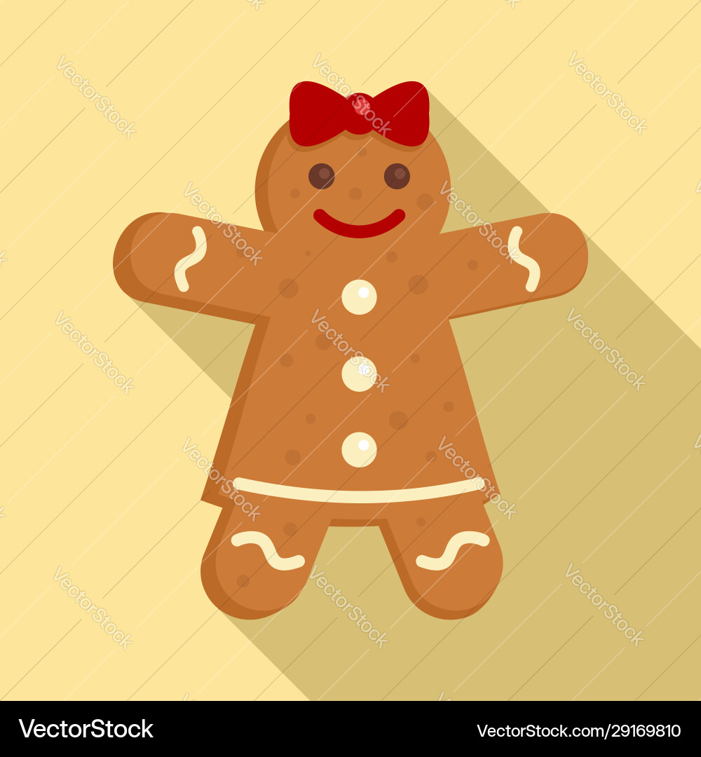 Gingerbread girl icon flat style Royalty Free Vector Image