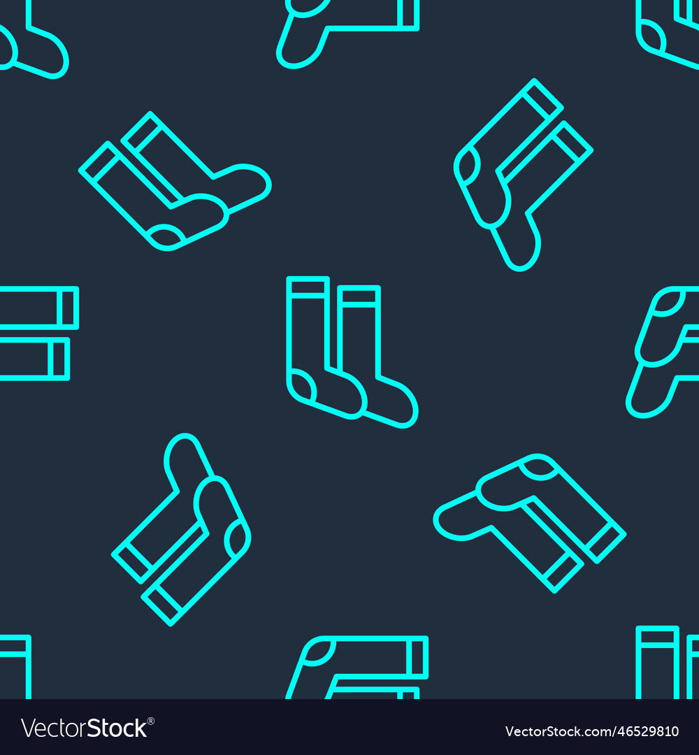Green line socks icon isolated seamless pattern on