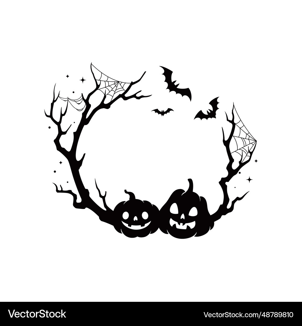 Halloween holiday black frame with pumpkin faces Vector Image